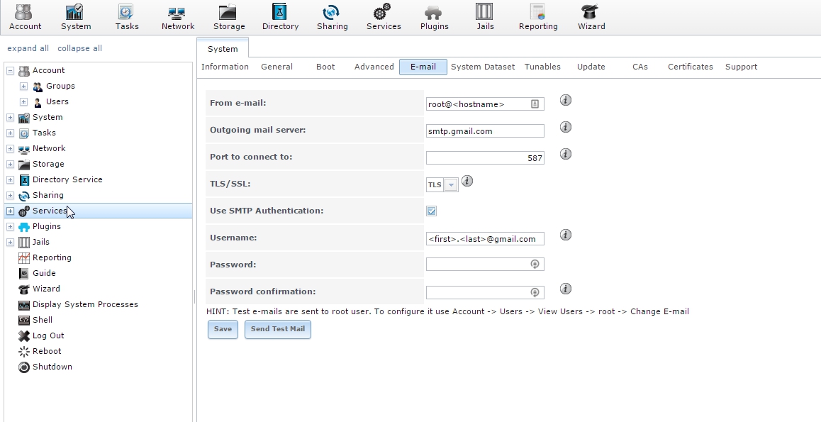 FreeNAS Gmail Settings - Basil's Tech Diary