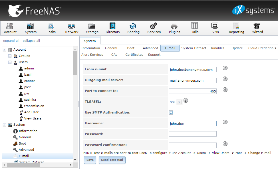 FreeNAS Mail Notification Settings - Basil's Tech Diary